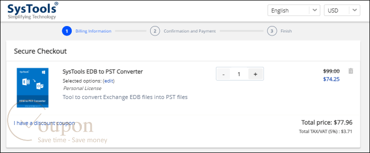 25% Off SysTools EDB to PST Converter Coupon May 2026